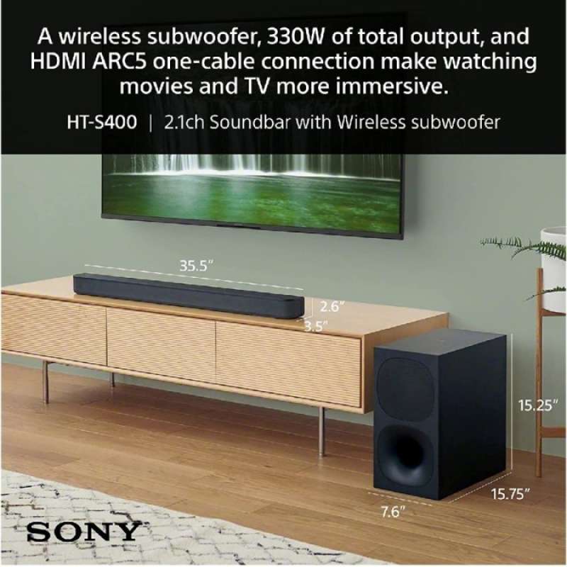 Jual Sony Ht-s400 Soundbar 2.1ch With Powerful Pireless Subwoofer ...