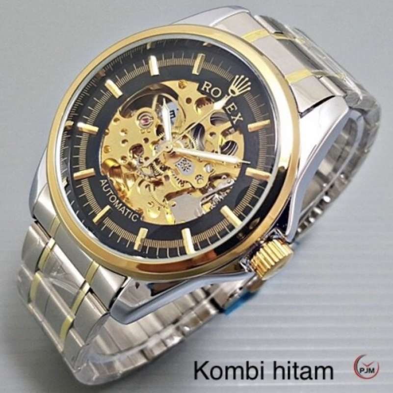Jual Jam Tangan Pria Otomatis Rantai Balok Automatic Transparan Di ...