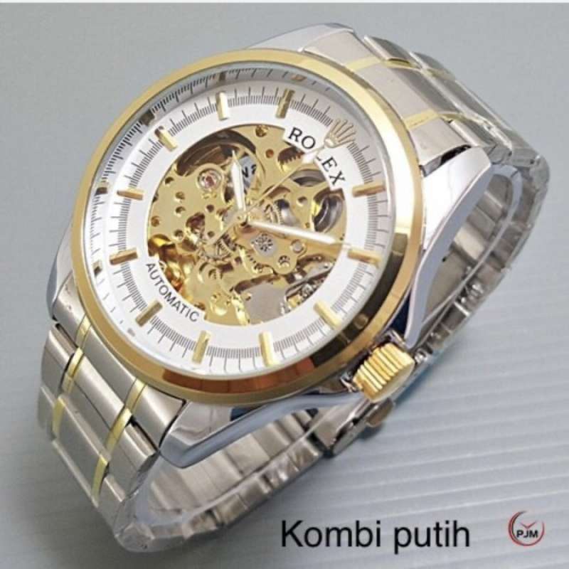 Jual Jam Tangan Pria Otomatis Rantai Balok Automatic Transparan Di ...