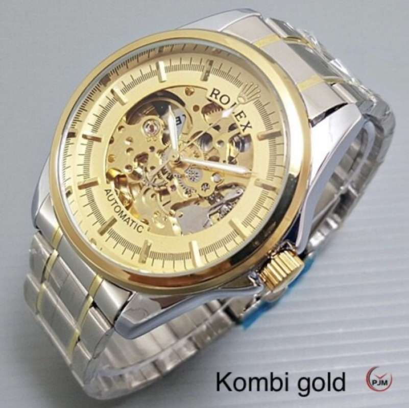 Jual Jam Tangan Pria Otomatis Rantai Balok Automatic Transparan Di ...