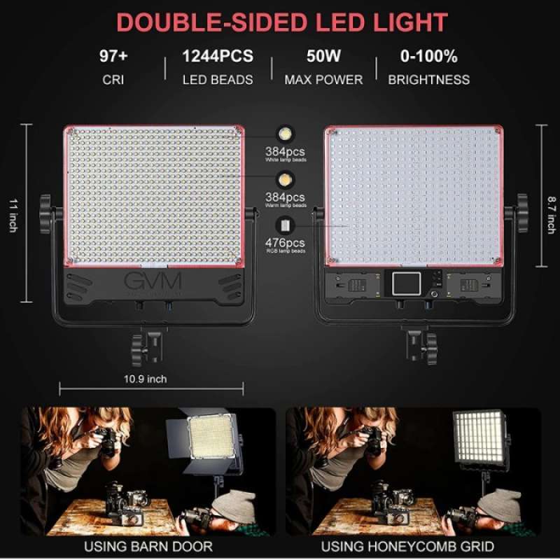 Promo Gvm 50sm-2l Double-sided Rgb Hight Beam Bi-color Led Video Light ...