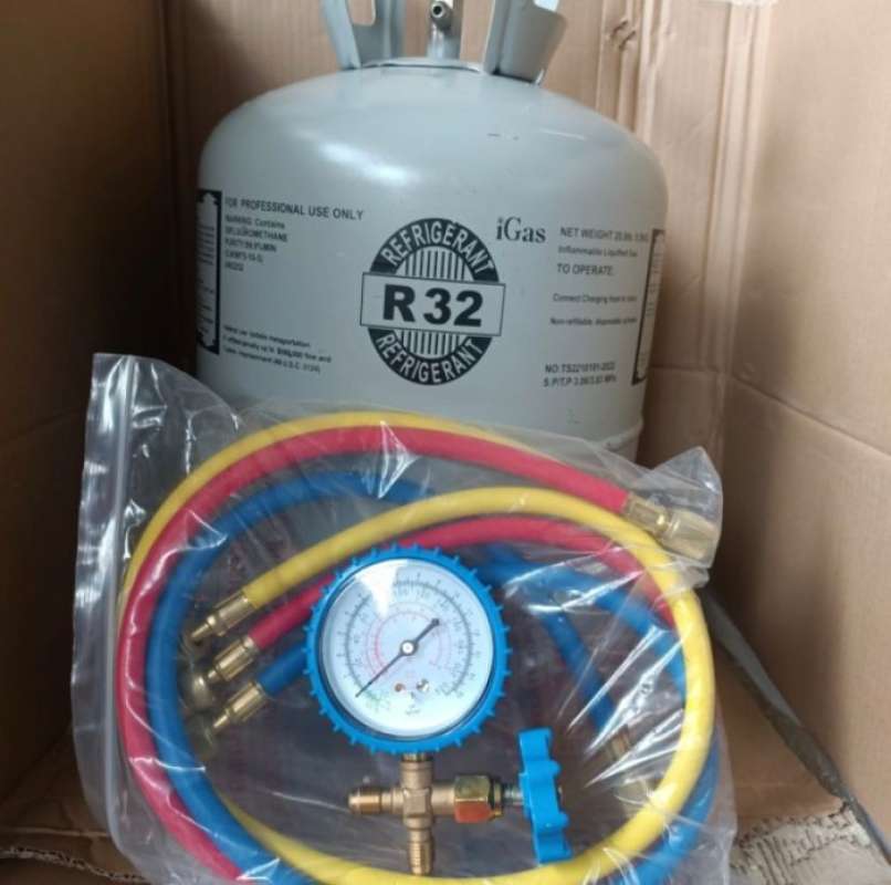 Promo Paket Isi Freon Ac R32 Isi 1 Kilo Tinggal Pakai New - Non Glass Diskon 20% Di Seller ...