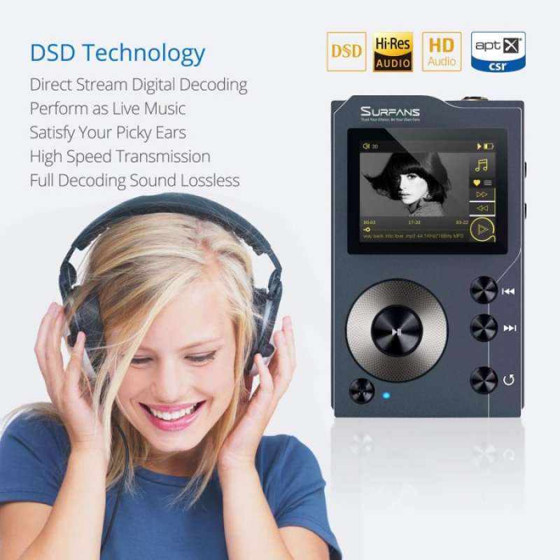 Jual Surfans F20 Hifi Dsd Hi-res Audio Music Mp3 Player W/ Bluetooth F ...