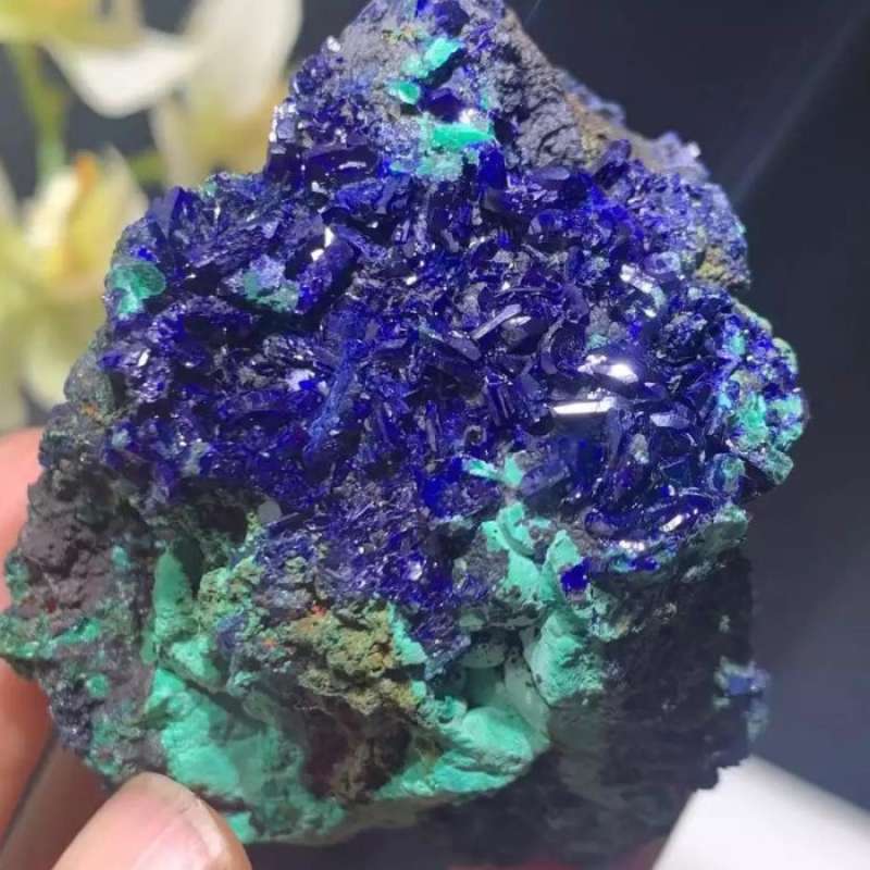Jual Ins Natural Azurite Malachite Geode Crystal Mineral Specimen Reiki ...