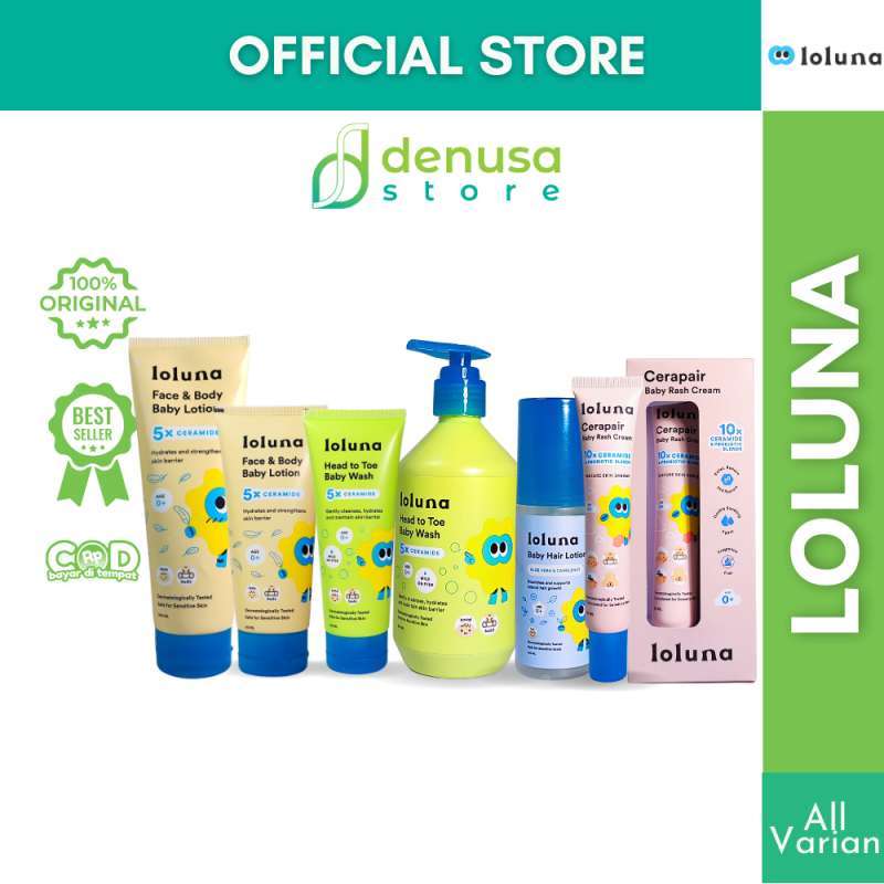 Jual Loluna Face And Body Hair Baby Lotion Cerapair Head Toe Wash Rash ...