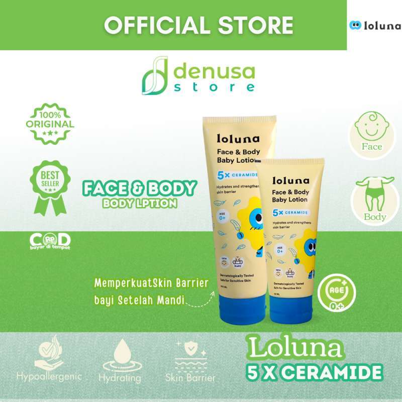 Jual Loluna Face And Body Hair Baby Lotion Cerapair Head Toe Wash Rash ...