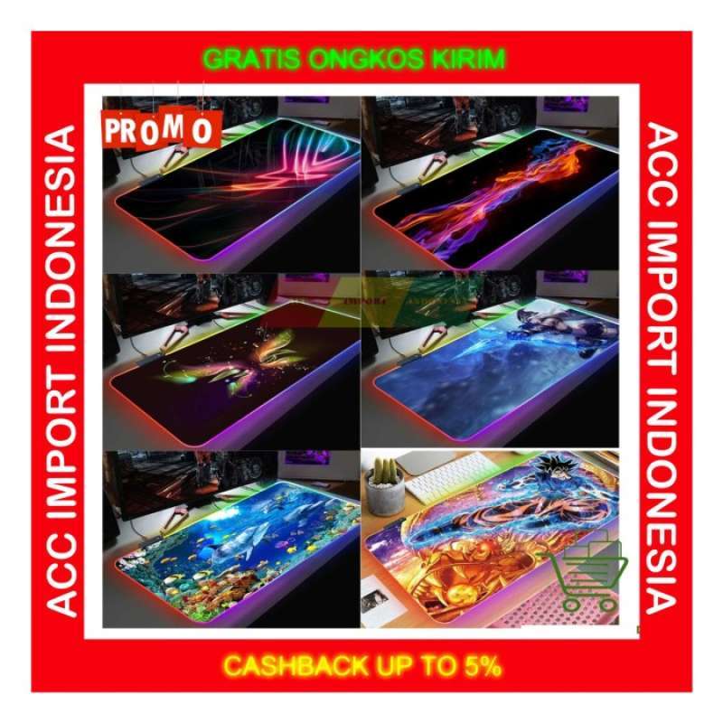 Promo Mousepad Gaming Mouse Pad Besar 3d Led Rgb Kerja Pc Anti Slip Xl ...