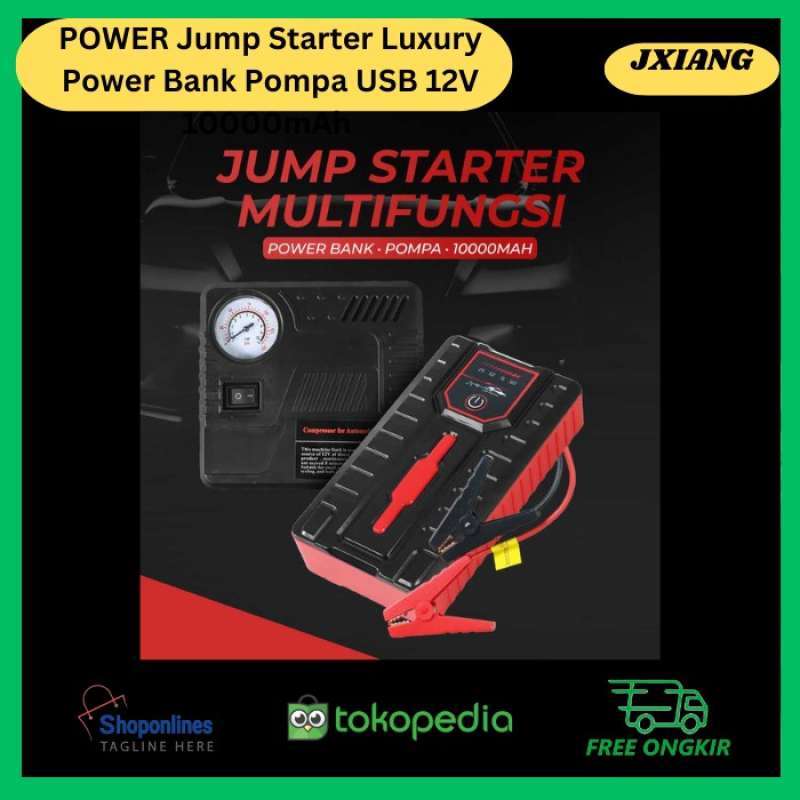 Promo Jumper Aki Mobil Power Bank Pompa Usb 12v 10000mah + Kompresor ...