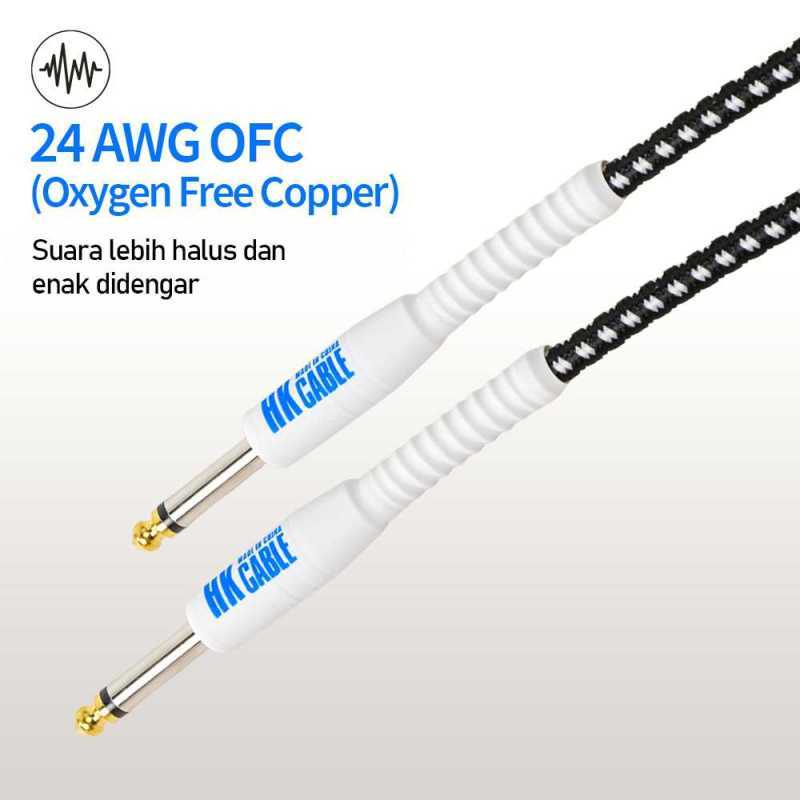 Jual Hk Cable Kabel Audio Gitar Bass Elektrik 6.35mm 24 Awg Ofc Braided 3m Di Seller Kancilnet ...