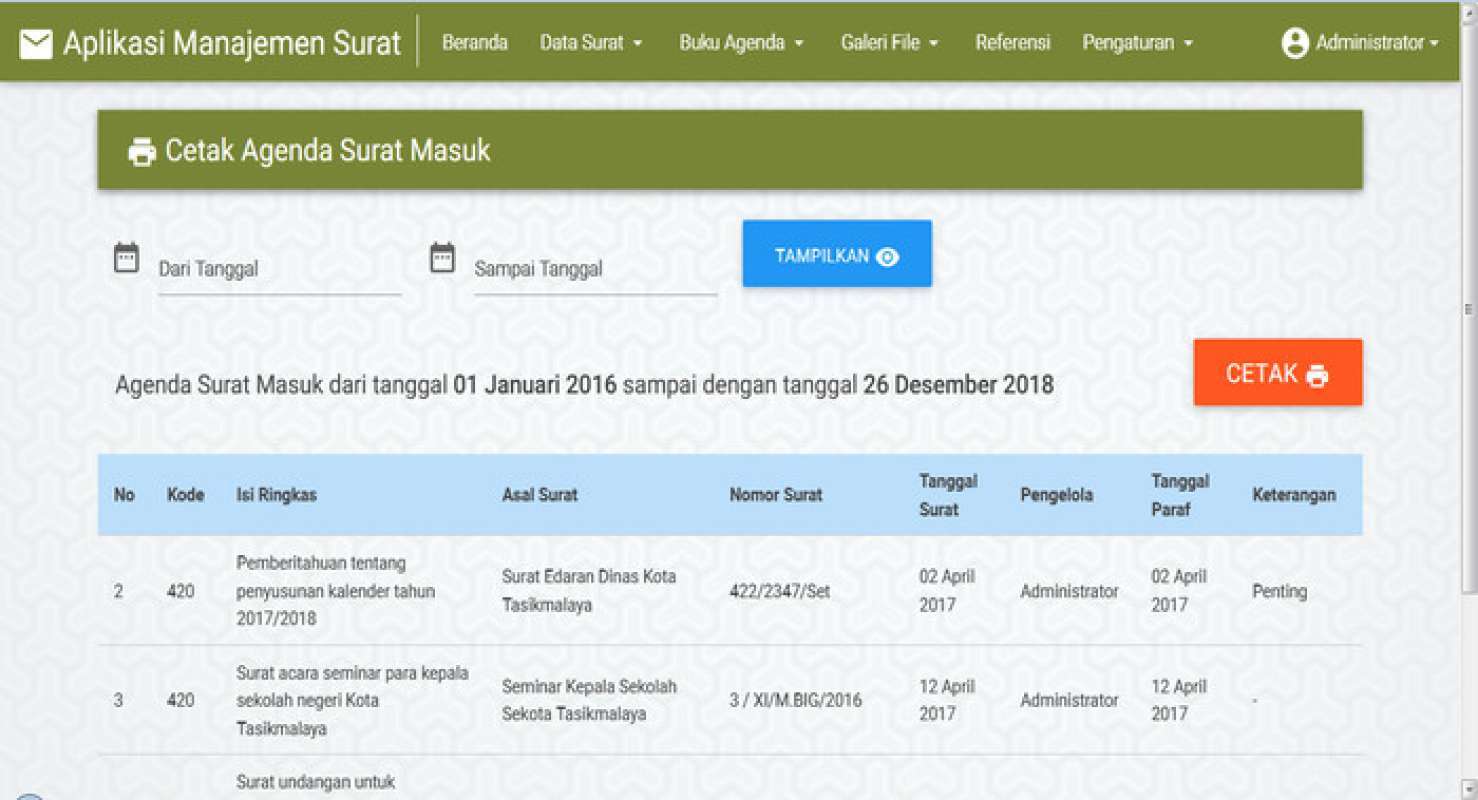 Jual Program Aplikasi Arsip Surat Masuk Dan Surat Keluar Berbasis Web Di Seller Regstore ...