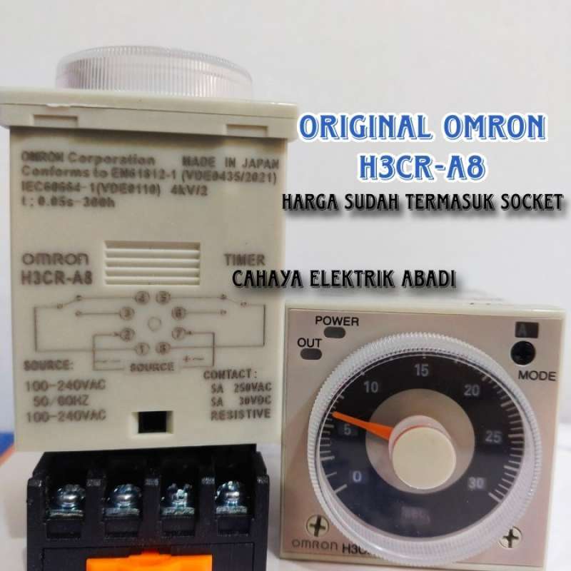 Promo Timer H3cr-a8/a8 Omron 220v Original+socket/timer H3cr-a8/a8 ...