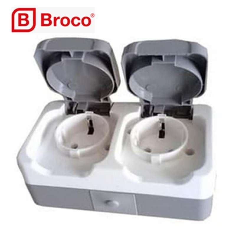 Jual Atlantic Double Socket Outlet Outdoor Broco Stop Kontak Tutup 2252 ...