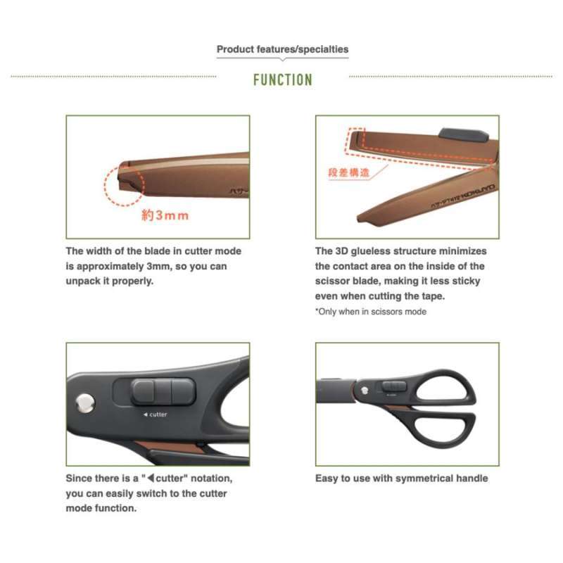 Jual Kokuyo Hakoake 2 Way Scissor Cutter Gunting Glueless Anti Stick Pt412 - Light Gray Di ...