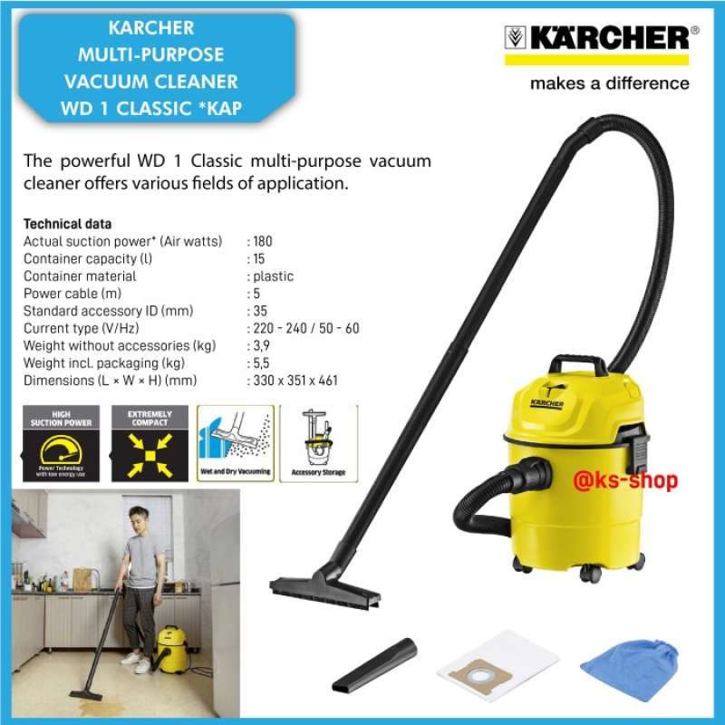 Promo Karcher Wd 1 Home *sea 1000watt 15l Vacuum Cleaner Wet & Dry Promo Terbaru Diskon 6% Di ...