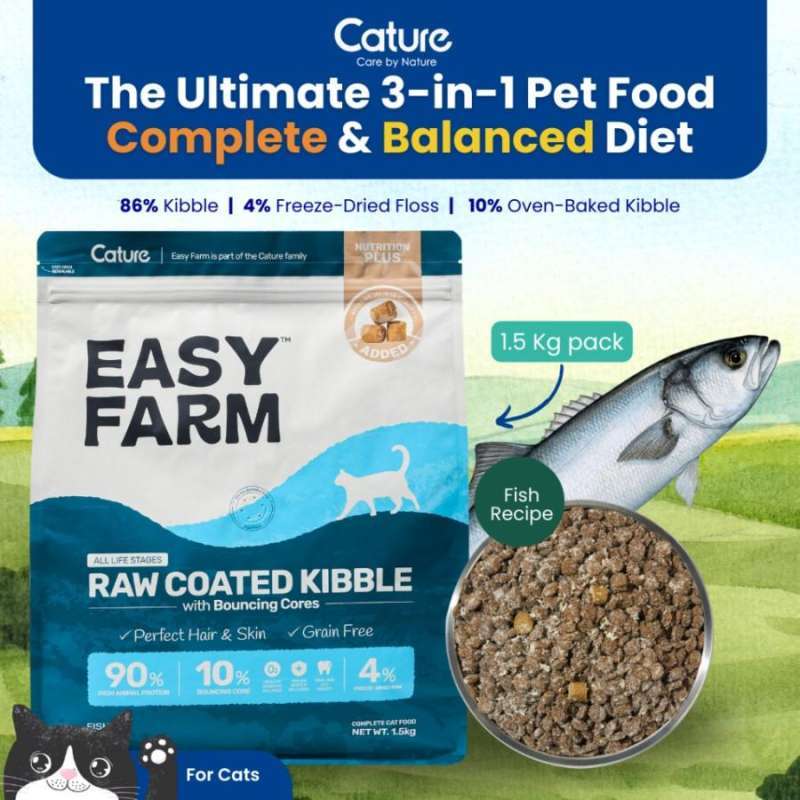 Jual Cature Easy Farm Dry Cat Food 3-in-1 Kibbles - Fish1.5kg Di Seller ...