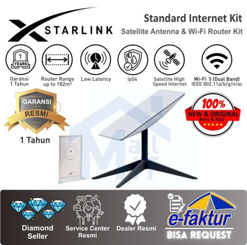 Jual Starlink Standart Internet Kit Dual Band Wifi System Wifi 5 Ip54 ...