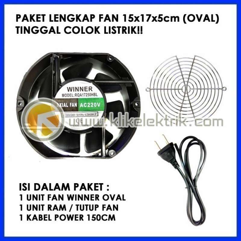 Promo Paket Fan Oval 17cm Winner + Tutup Ram Fan + Kabel Listrik Ac ...