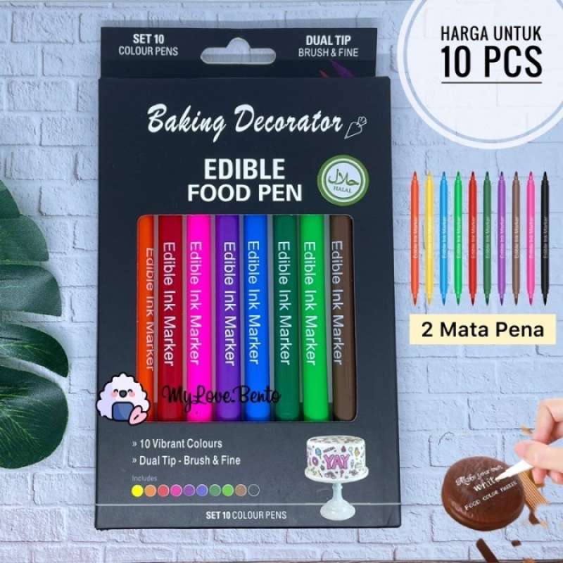 Promo 10 Pcs - Edible Food Pen Untuk Makanan Kue Roti Cookiee Baking ...