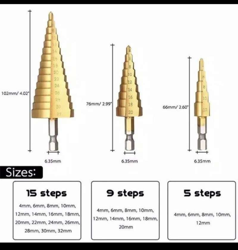 Jual Mata Bor Pagoda Spiral Hss Titanium Step Drill Bit 4-12 4-20 4-32 ...