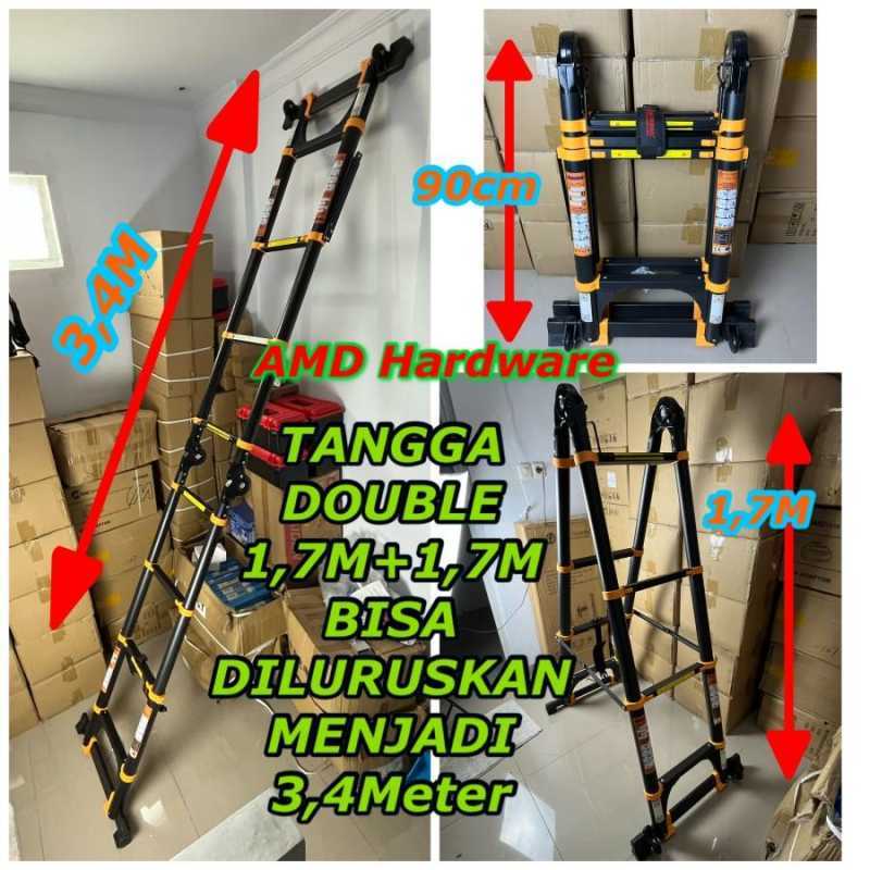 Jual Tangga Teleskopik Double / Double Ladder Telescopic 3.2 M Di Seller Amd-hardware - Tanah ...