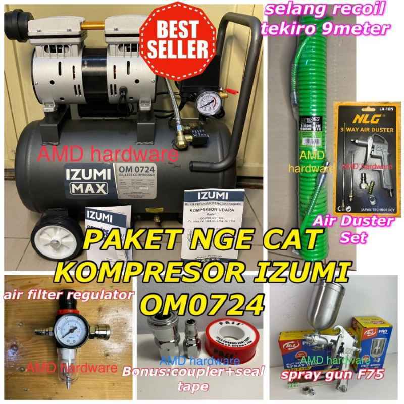 Jual Paket Hemat Nge Cat Kompresor Angin Oilless Izumi 3/4hp 24l Ol ...