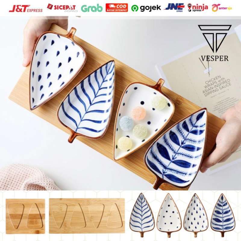 Promo Piring Snack Cemilan Daun Leaves / Leaf Saucer Ceramic Set Tray ...