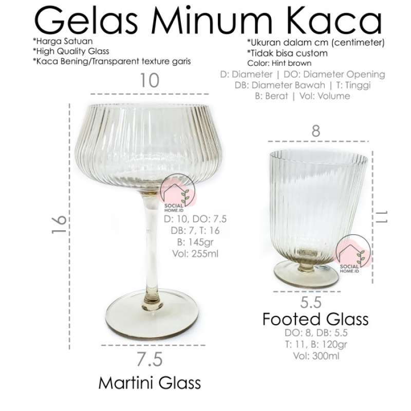 Promo Gelas Minum Kaca Texture Bening Brown, Martini Footed Champagne ...