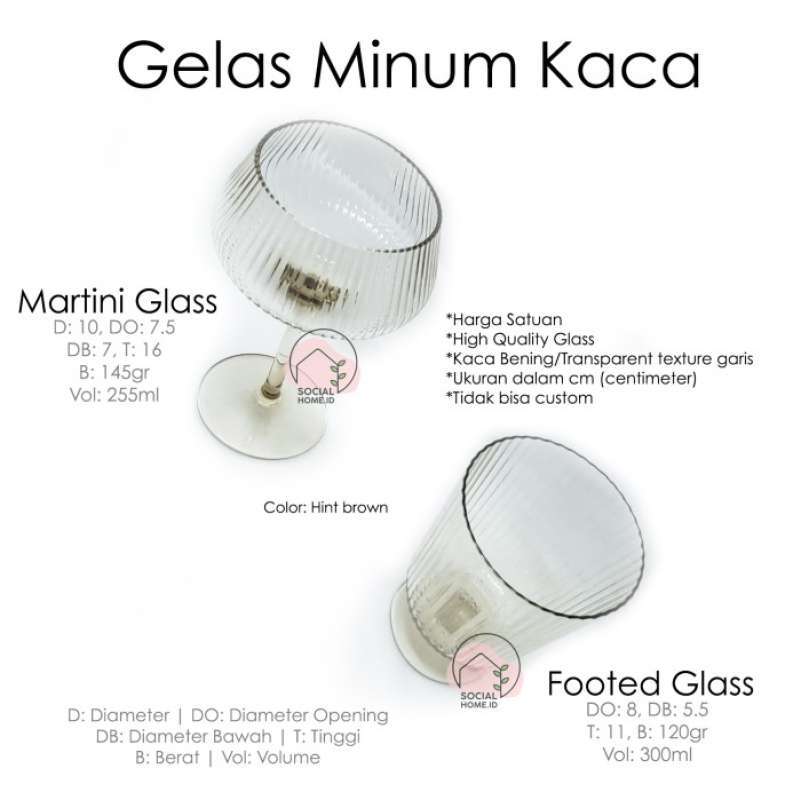 Promo Gelas Minum Kaca Texture Bening Brown, Martini Footed Champagne ...