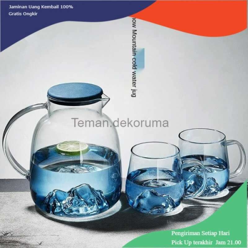Promo Td-005 Teko Pitcher Teh Kopi Jus Borosilicate Glass 1.7l With 2 Cup Diskon 23% Di Seller ...
