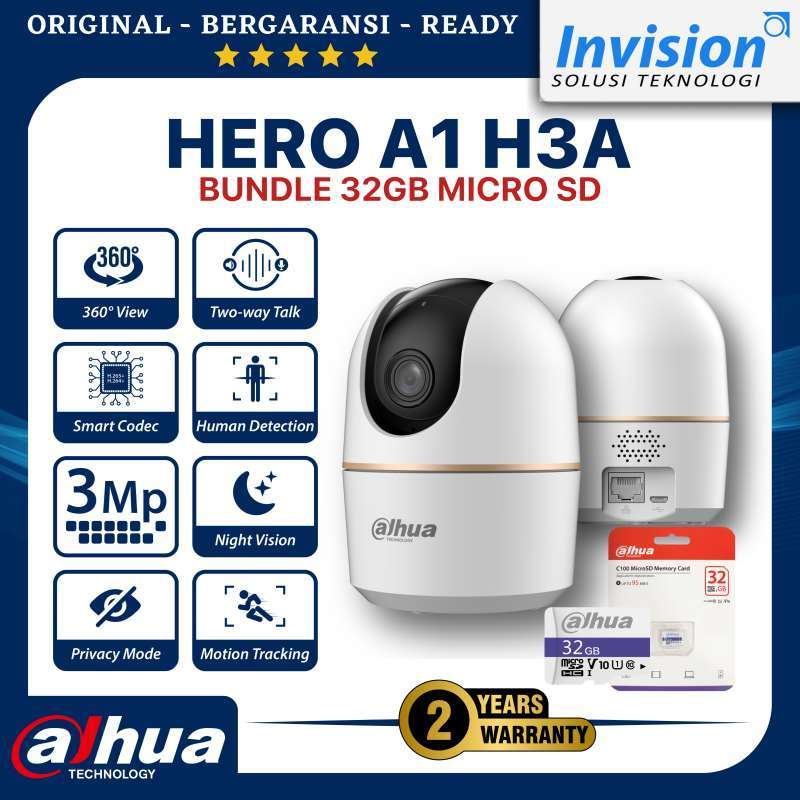 Jual Dahua Wifi Hero A1 H3a 3mp Indoor Wifi Rotate Ip Camera Wireless Cctv - H3a+64gb Di Seller ...