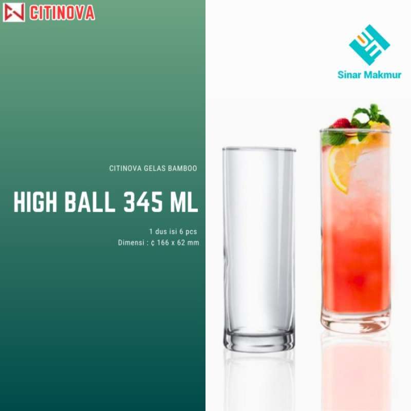 Promo Gelas Minum Kaca Citinova / High Ball 345 Ml / Bamboo Gelas Jus 345 Ml Diskon 23% Di ...