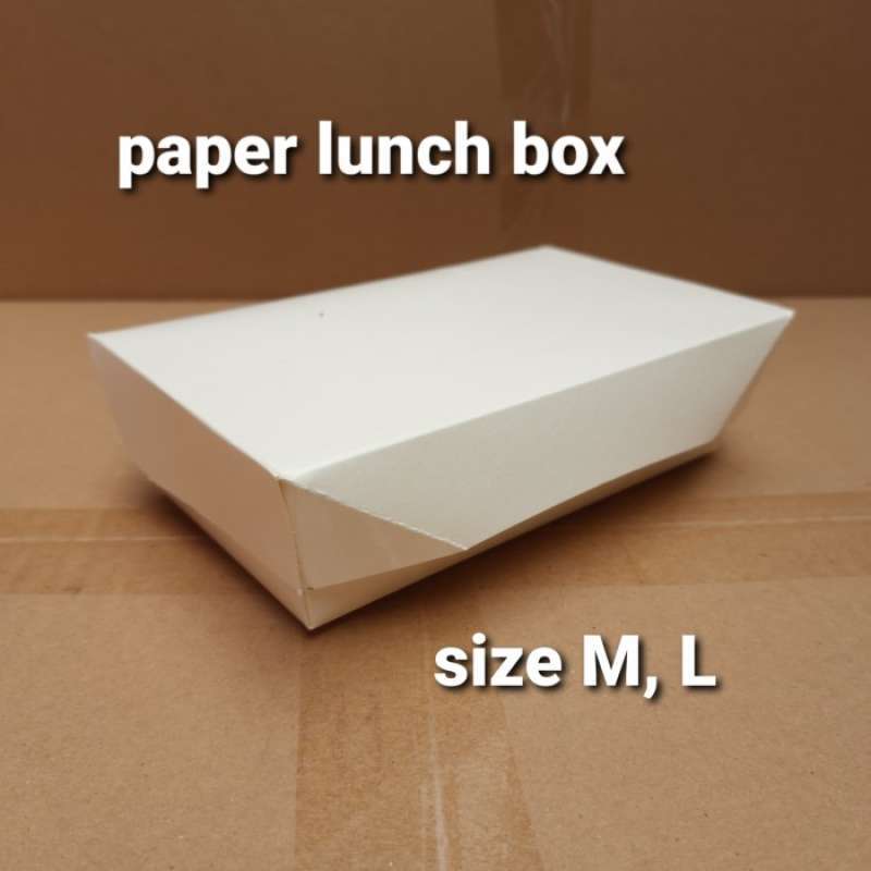 Promo White Paper Lunch Box/lunchbox/kotak Makan Kertas Putih M/l ...