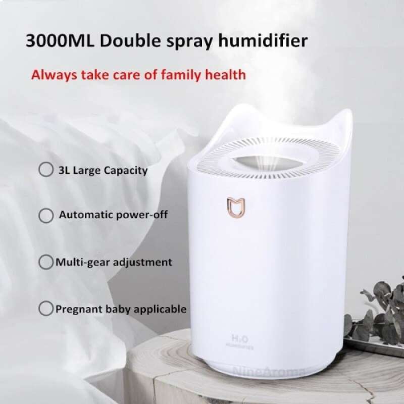 Promo Humidifier H2o Ultrasonic Aromatherapi Diffuser Double Spray Large 3l Terbaik Diskon 30% ...