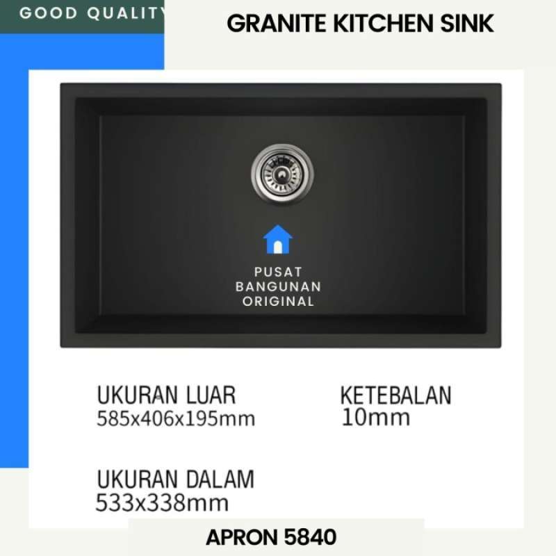 Promo Bak Cuci Piring Granite Kitchen Sink Black Hitam Apron 5840 Bertu ...