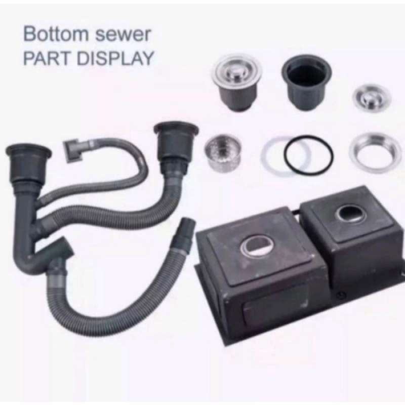 Promo Paket Kitchen Sink 2 Lubang Onan 8245 Komplit Kran Pantry Dinding ...