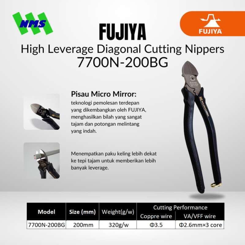 Promo Tang Fujiya 7700n-200bg High Leverage Diagonal Cutting Nipper Kurokin Diskon 23% Di Seller ...