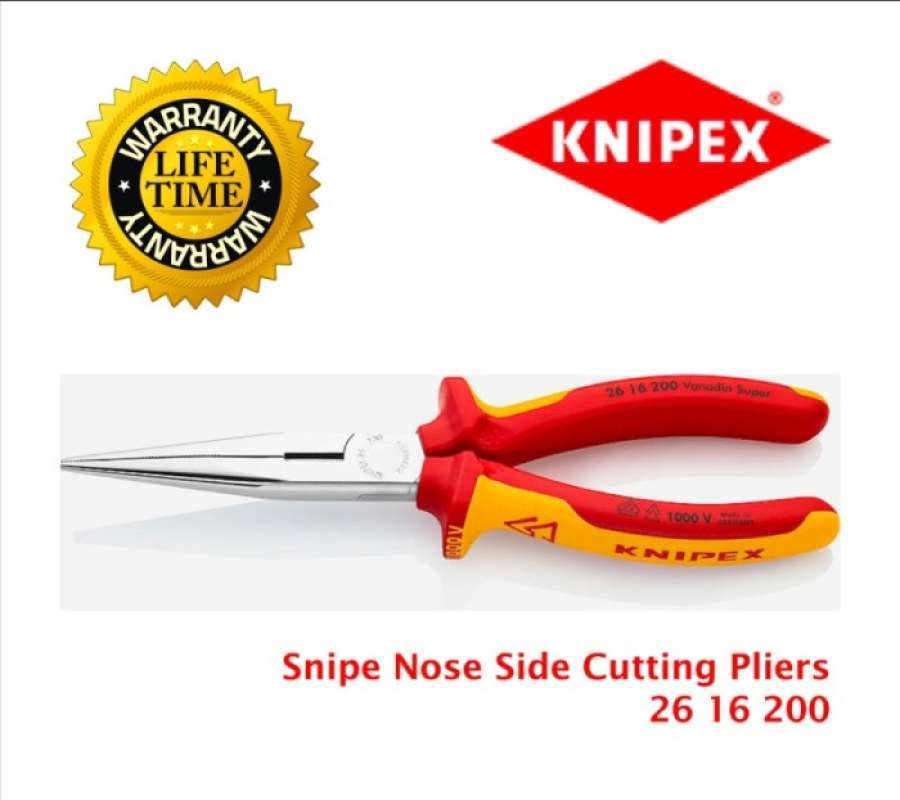 Promo Knipex Tang Lancip 200mm 26 16 200 Snipe Nose Sise Vde Cutting ...
