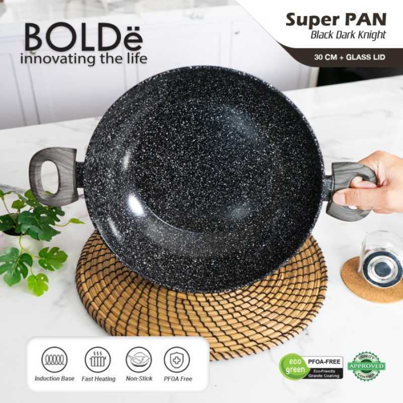 Promo Bolde Super Pan 2 Ear Wok (wajan) 30cm + Lid Black Dark Knight ...