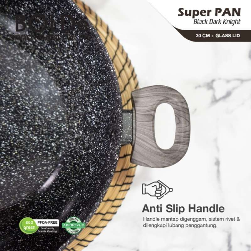 Promo Bolde Super Pan 2 Ear Wok (wajan) 30cm + Lid Black Dark Knight ...