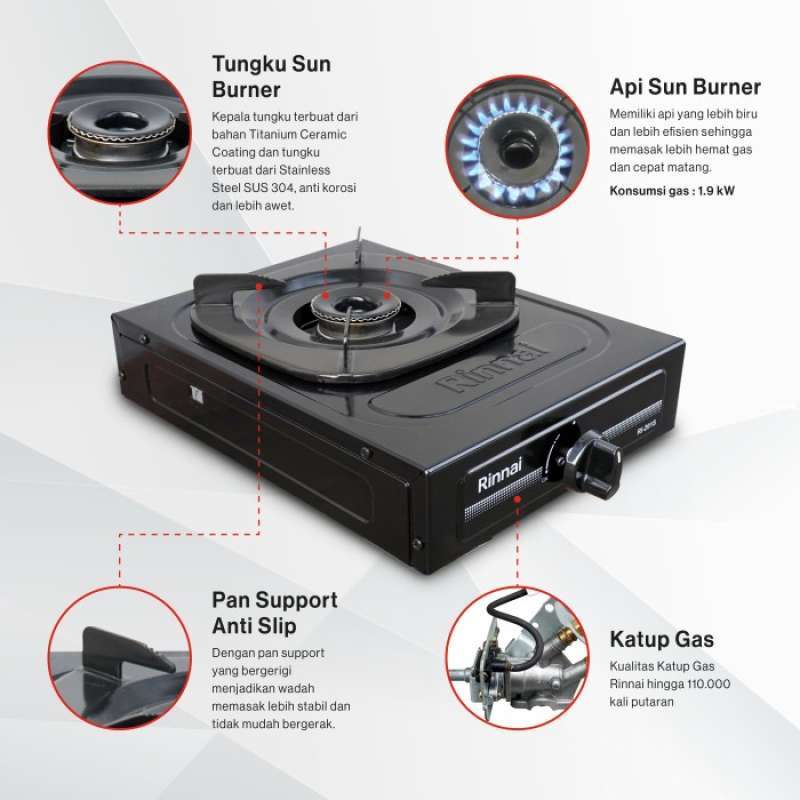 Promo Rinnai Kompor Gas 1 Tungku Ri 201s - Sun Burner Diskon 23% Di Seller Nishimu Store ...