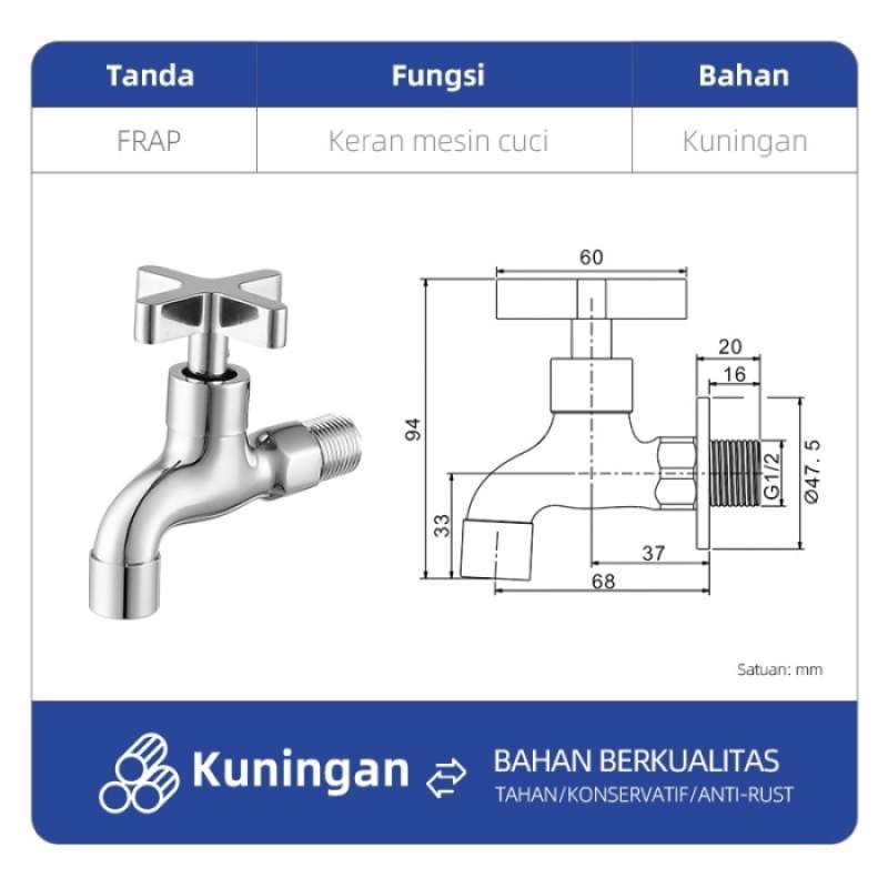 Promo Frap Kran Air Keran Wastafel Kran Taman Tembok 1/2 Kuningan Diskon 23% Di Seller Madukara ...