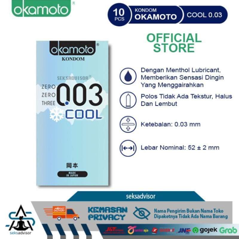 Promo Kondom Okamoto Cool 0.03. Condom Tipis 003, Sensasi Dingin - 10 Pcs Diskon 23% Di Seller ...