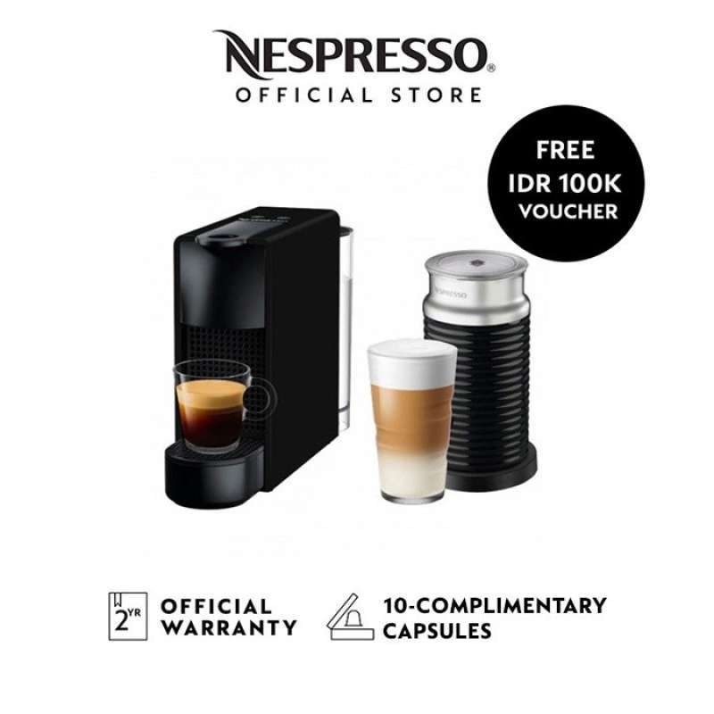 Promo Nespresso Essenza Mini C30 Coffee Machine, Black With Aeroccino3 ...