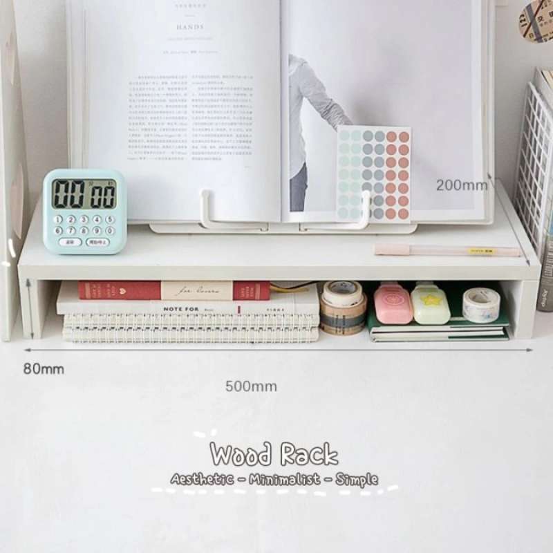 Jual White Wood Rack Study Table Rak Putih Aesthetic Korean Desk Kayu ...