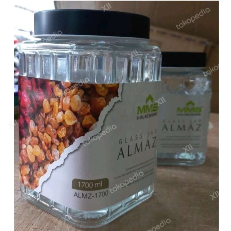 Promo Mms Alms~1700 Almas Hexagonal Stripe Glass Jar 1,7 Liter Toples ...