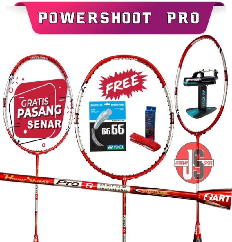 Promo Promo- Raket Power Shoot Pro + Snr Bg66 + Grip Rol Karet - Merah ...