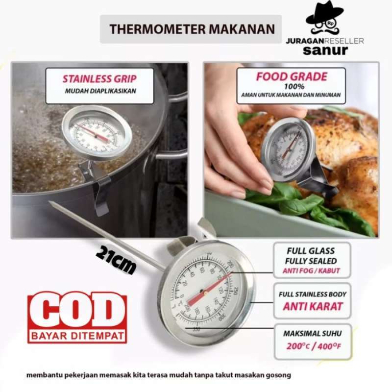 Jual Thermometer Kopi Frying Coffee Termometer Analog Tusuk Clip ...