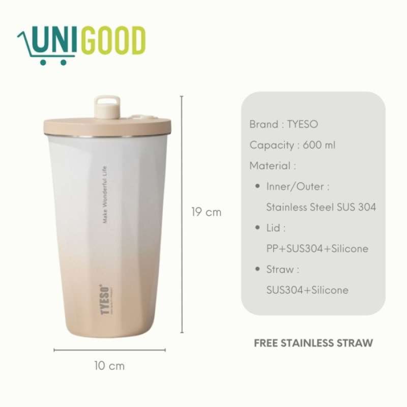 Jual Unigood - Original Tyeso 600ml Tumbler Gradasi Vacuum Insulated ...