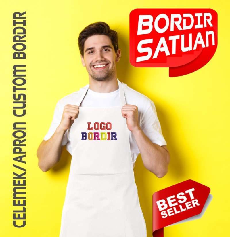 Jual Celemek Bordir Logo Custom Apron Restoran Koki Masak Laundry Warna ...