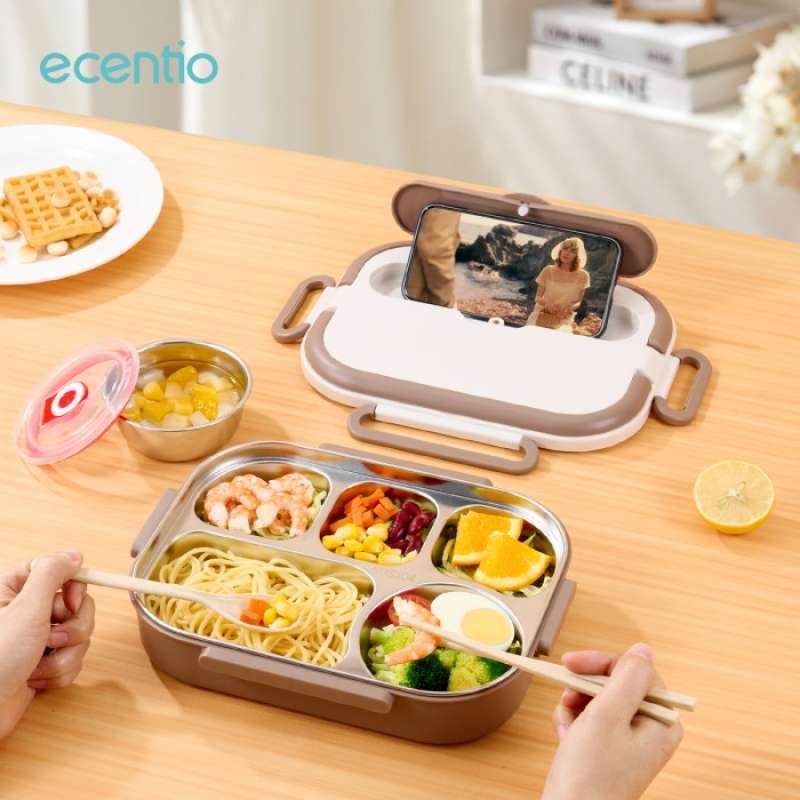Jual Ecentio 1l Kotak Makan Stainless 304 Tempat Makan Lunch Box 4/5 ...